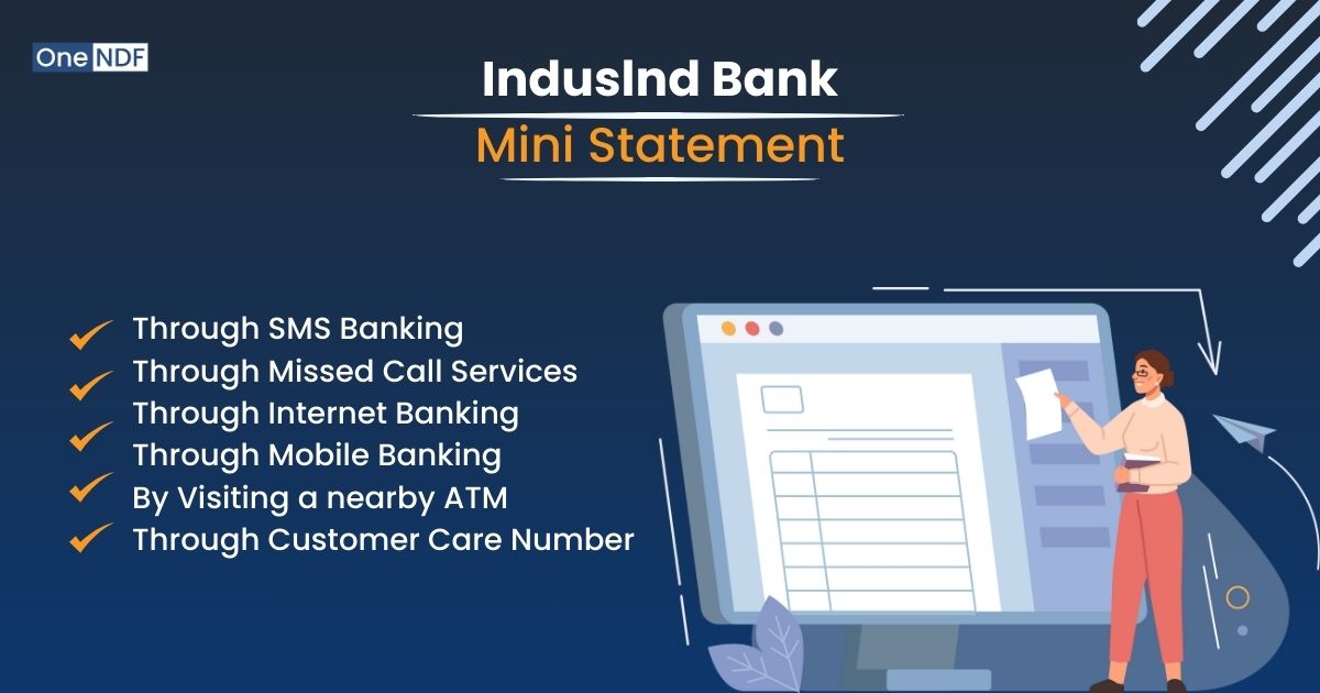 IndusInd Bank Mini Statement by Missed Call, Internet & Mobile Banking
